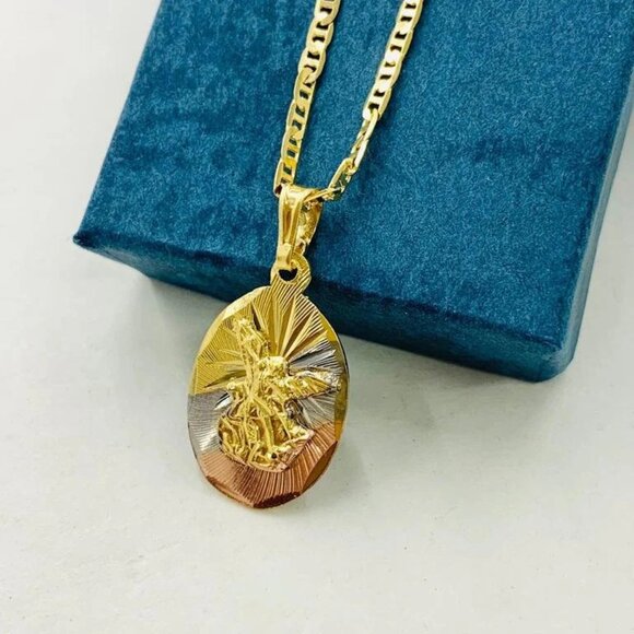 Prime Jewelry 269 | Jewelry | Saint Michael Necklace Pendant Tri Color ...